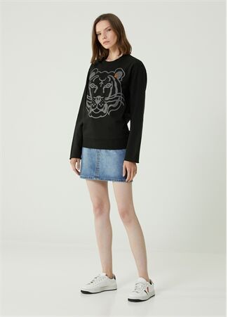 Kenzo Kadın Siyah Baskılı Sweatshirt S EU