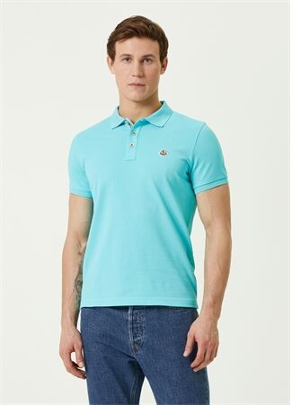 Moncler Erkek Mavi Polo Yaka Logolu T-shirt M EU