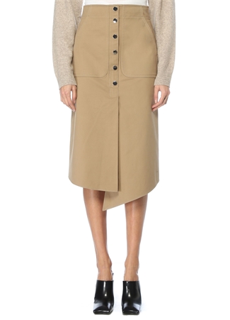 Tibi Kadın Myriam Kamel Asimetrik Midi Twill Etek Kahverengi 2 US