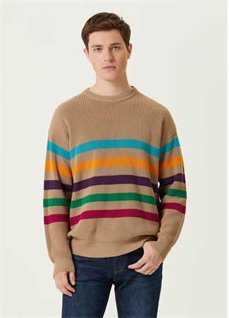 Emporio Armani Erkek Camel Bisiklet Yaka Renkli Çizgili Kazak S Eu Emporio Armani Erkek Camel Bisiklet Yaka Renkli Çizgili Kazak S Eu