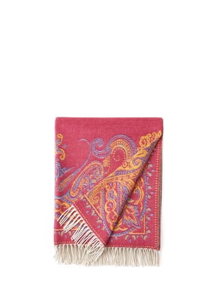 Etro Home Kırmızı Etnik Desenli Yün Throw Etro Home Kırmızı Etnik Desenli Yün Throw