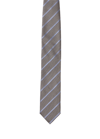 Pal Zileri Erkek Kahverengi Verev Çizgili Mikro Desenli İpek Kravat EU Pal Zileri Erkek Kahverengi Verev Çizgili Mikro Desenli İpek Kravat EU