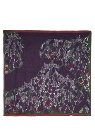 Imannoor Kadın Tulips of Boshorus Desenli 90x90 İpek Eşarp Mor EU Imannoor Kadın Tulips of Boshorus Desenli 90x90 İpek Eşarp Mor EU