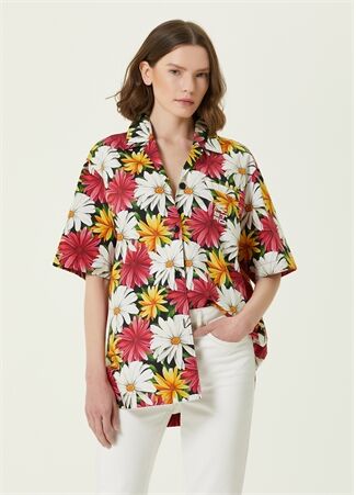 Etro Kadın Pembe Çiçekli Kısa Kol Gömlek 42 It