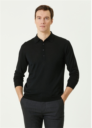Hemington Erkek Warren Siyah Polo Yaka Yün Triko S EU