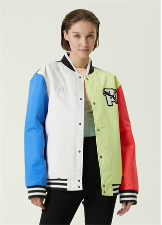Puma Kadın Colorblocked Logo Patchli Ceket Lacivert L EU Puma Kadın Colorblocked Logo Patchli Ceket Lacivert L EU