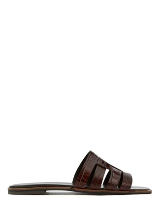 Beymen Club Kadın Kahverengi Krokodil Dokulu Deri Terlik 36