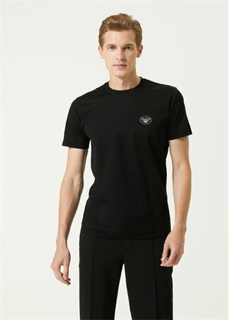 Emporio Armani Erkek Siyah Logo Patchli T-shirt M EU