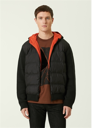 Z Zegna Erkek Siyah Kapüşonlu Puff Mont L IT