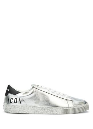 Dsquared2 Kadın Icon Silver Parlak Dokulu Deri Sneaker Gri 36.5 EU Dsquared2 Kadın Icon Silver Parlak Dokulu Deri Sneaker Gri 36.5 EU