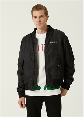 Valentino Erkek Siyah Dik Yaka Bomber Mont 50 IT