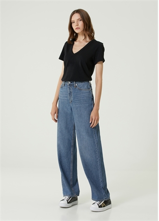 Rag&Bone Kadın Logan Wide Leg Mavi Jean Pantolon 24 US Rag&Bone Kadın Logan Wide Leg Mavi Jean Pantolon 24 US