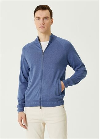 Maurizio Baldassari Erkek Mavi İpek Hırka S EU