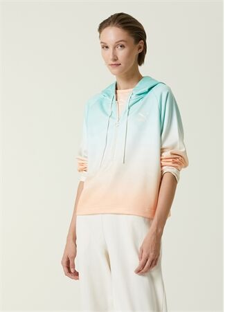 Puma Kadın Gloaming Krem Mavi Kapüşonlu Sweatshirt M EU