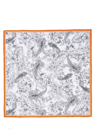 Beymen Club Kadın Şal Desenli 90x90 İpek Eşarp Siyah EU