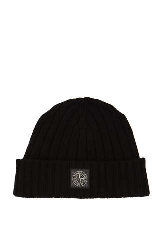 Stone Island Erkek Siyah Logo Detaylı Bere EU
