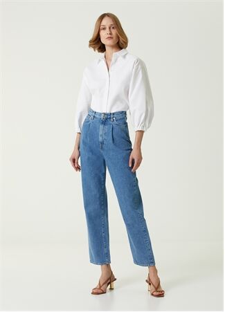 3x Kadın Mavi Pilili Yüksek Bel Jean Pantolon 23 US 3x Kadın Mavi Pilili Yüksek Bel Jean Pantolon 23 US