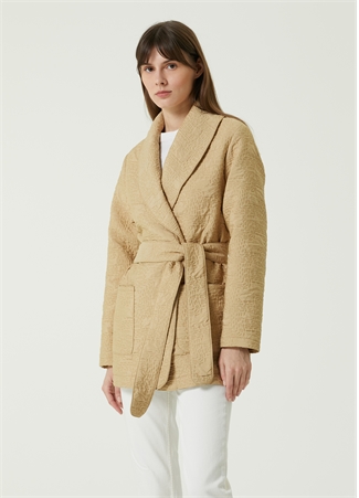 Faund Kadın Bej Şal Yaka Kapitoneli Kruvaze Ceket XS EU Faund Kadın Bej Şal Yaka Kapitoneli Kruvaze Ceket XS EU