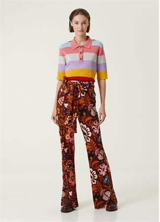 La Doublej Kadın Çiçekli Yırtmaç Detaylı Pantolon S EU