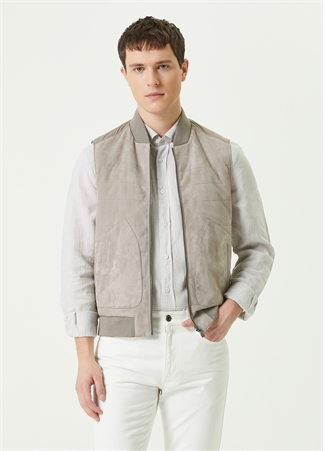 Corneliani Erkek Bej Süet Dış Yelek 54 IT Corneliani Erkek Bej Süet Dış Yelek 54 IT