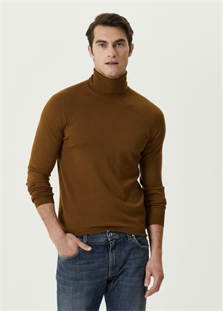 Pal Zileri Erkek Kahverengi Balıkçı Yaka Yün Kazak 48 It