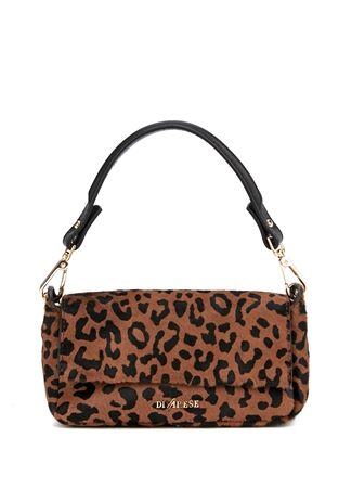 Divarese Kadın Kahverengi Leopar Desenli Deri El Çantası EU Divarese Kadın Kahverengi Leopar Desenli Deri El Çantası EU