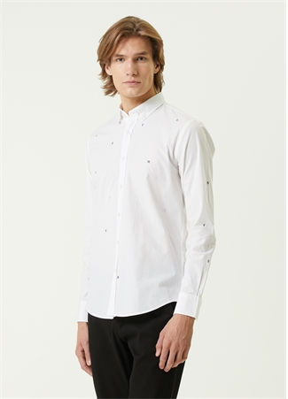 Beymen Club Erkek Slim Fit Beyaz Harf Nakışlı Poplin Gömlek S Beymen Club Erkek Slim Fit Beyaz Harf Nakışlı Poplin Gömlek S