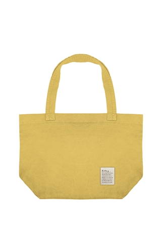 Fifty Pieces Kadın Sarı Soluk Efektli Kanvas Omuz Çantası EU Fifty Pieces Kadın Sarı Soluk Efektli Kanvas Omuz Çantası EU