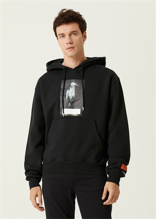 Heron Preston Erkek Siyah Kapüşonlu Fotoğraf Baskılı Logolu Sweatshirt M EU Heron Preston Erkek Siyah Kapüşonlu Fotoğraf Baskılı Logolu Sweatshirt M EU