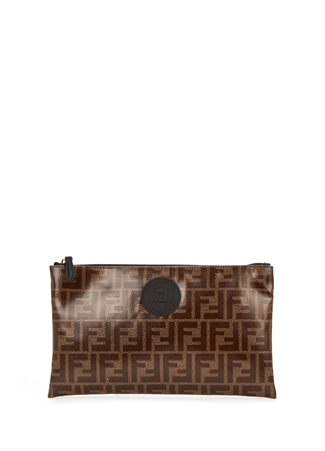 Fendi Kadın Kahverengi Logolu El Portföyü Eu