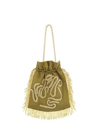 Dreams Come True Kadın Ellis İpek El Çantası Bej EU