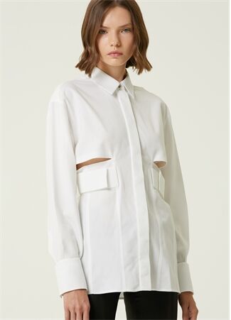 Givenchy Kadın Beyaz Kesim Detaylı Gömlek 38 FR