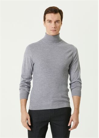 Hemington Erkek Steve Gri Balıkçı Yaka Yün Kazak XL EU