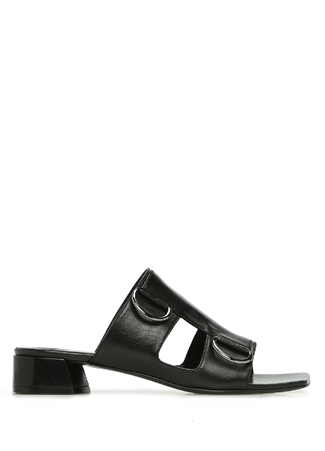 Academia Kadın Siyah Halka Detaylı Deri Terlik 36