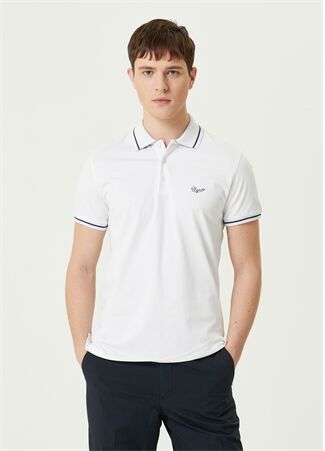 Zegna Erkek Beyaz Polo Yaka Logo Nakışlı T-shirt 48 It
