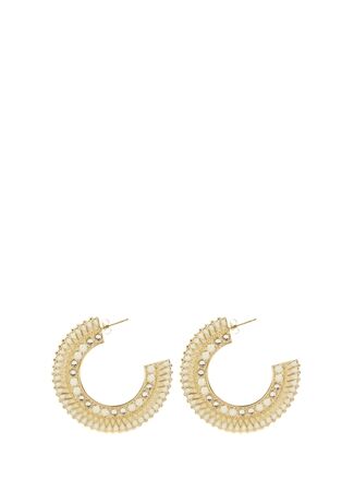 Hipanema Kadın Gold Taş Detaylı Küpe Beyaz EU