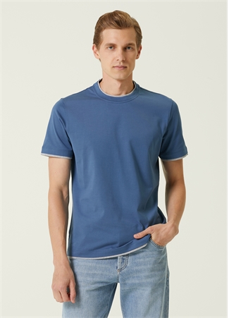 Brunello Cucinelli Erkek Mavi Bisiklet Yaka Basic T-shirt 52 IT Brunello Cucinelli Erkek Mavi Bisiklet Yaka Basic T-shirt 52 IT