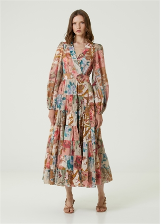 Zimmermann Kadın Cassia Patch V Yaka Çiçekli Midi Elbise Mavi 0 US Zimmermann Kadın Cassia Patch V Yaka Çiçekli Midi Elbise Mavi 0 US