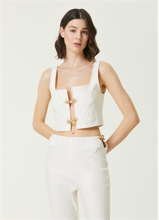 Cult Gaia Kadın Ekru Kare Yaka Zincir Detaylı Crop Keten Bluz Bej M Eu Cult Gaia Kadın Ekru Kare Yaka Zincir Detaylı Crop Keten Bluz Bej M Eu