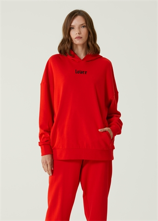 Academia Kadın Lover Kırmızı Kapüşonlu Sweatshirt M Academia Kadın Lover Kırmızı Kapüşonlu Sweatshirt M