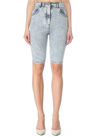 Balmain Kadın Mavi Logo Detaylı Denim Şort 38 FR