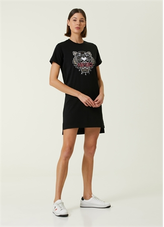 Kenzo Kadın Siyah Kaplan Baskılı Mini Elbise XS EU Kenzo Kadın Siyah Kaplan Baskılı Mini Elbise XS EU