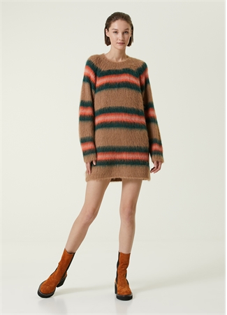 Kenzo Kadın Bej Şeritli Mini Triko Elbise XS EU Kenzo Kadın Bej Şeritli Mini Triko Elbise XS EU
