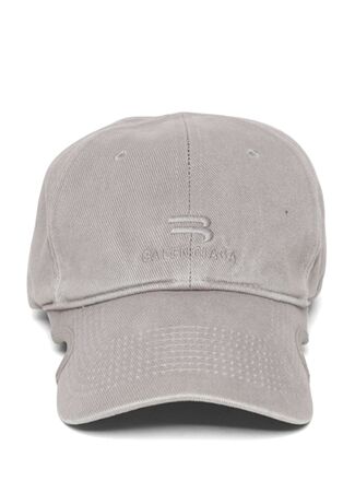 Balenciaga Erkek Gri Logo Nakışlı Şapka L EU