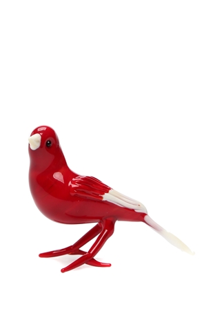 Nenartworld Beyaz Kanat Kuş Formlu Cam Obje Kırmızı