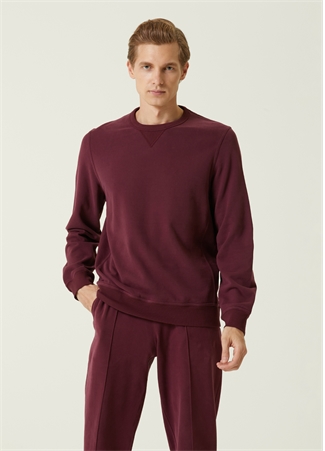Brunello Cucinelli Erkek Bordo Bisiklet Yaka Sweatshirt S EU