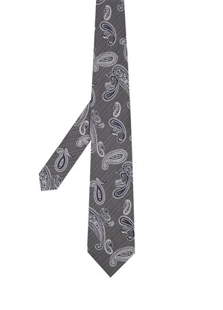 Beymen Collection Erkek Gri Şal Desenli İpek Kravat EU IT