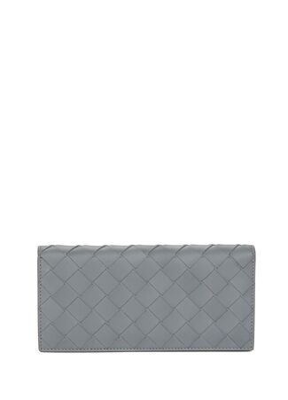Bottega Veneta Erkek Gri Örgü Dokulu Deri Cüzdan EU
