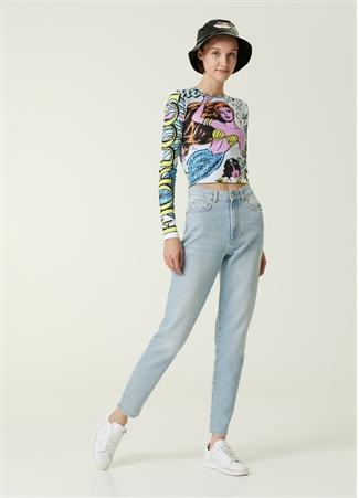 FIORUCCI Kadın Venus Angels Relaxed Fit Mavi Jean Pantolon 24 US FIORUCCI Kadın Venus Angels Relaxed Fit Mavi Jean Pantolon 24 US