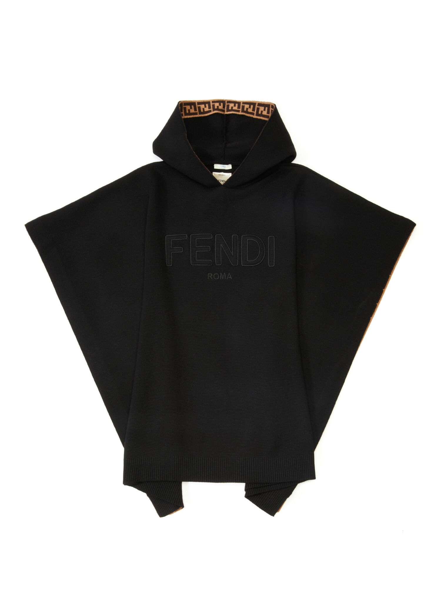 Fendi - Black Hood Kids Wool Poncho